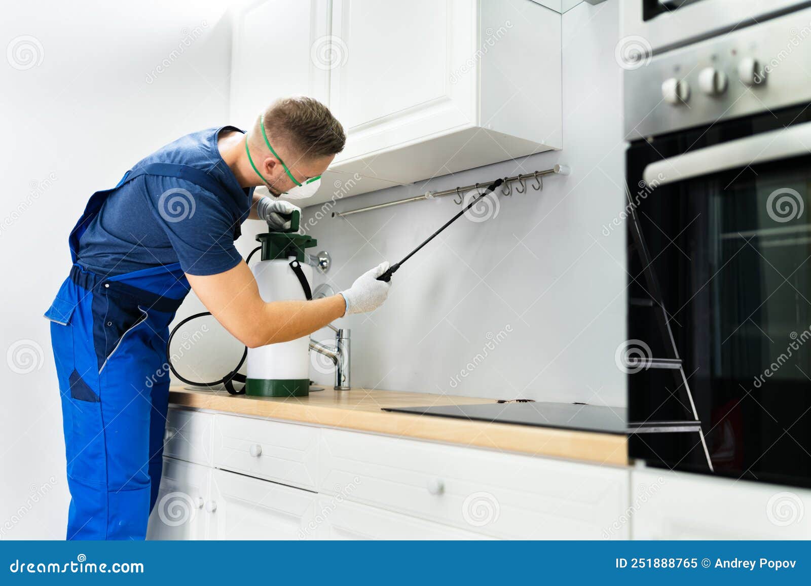 Pest Control Worker Spraying Insecticide Stock Image - Image of young ...