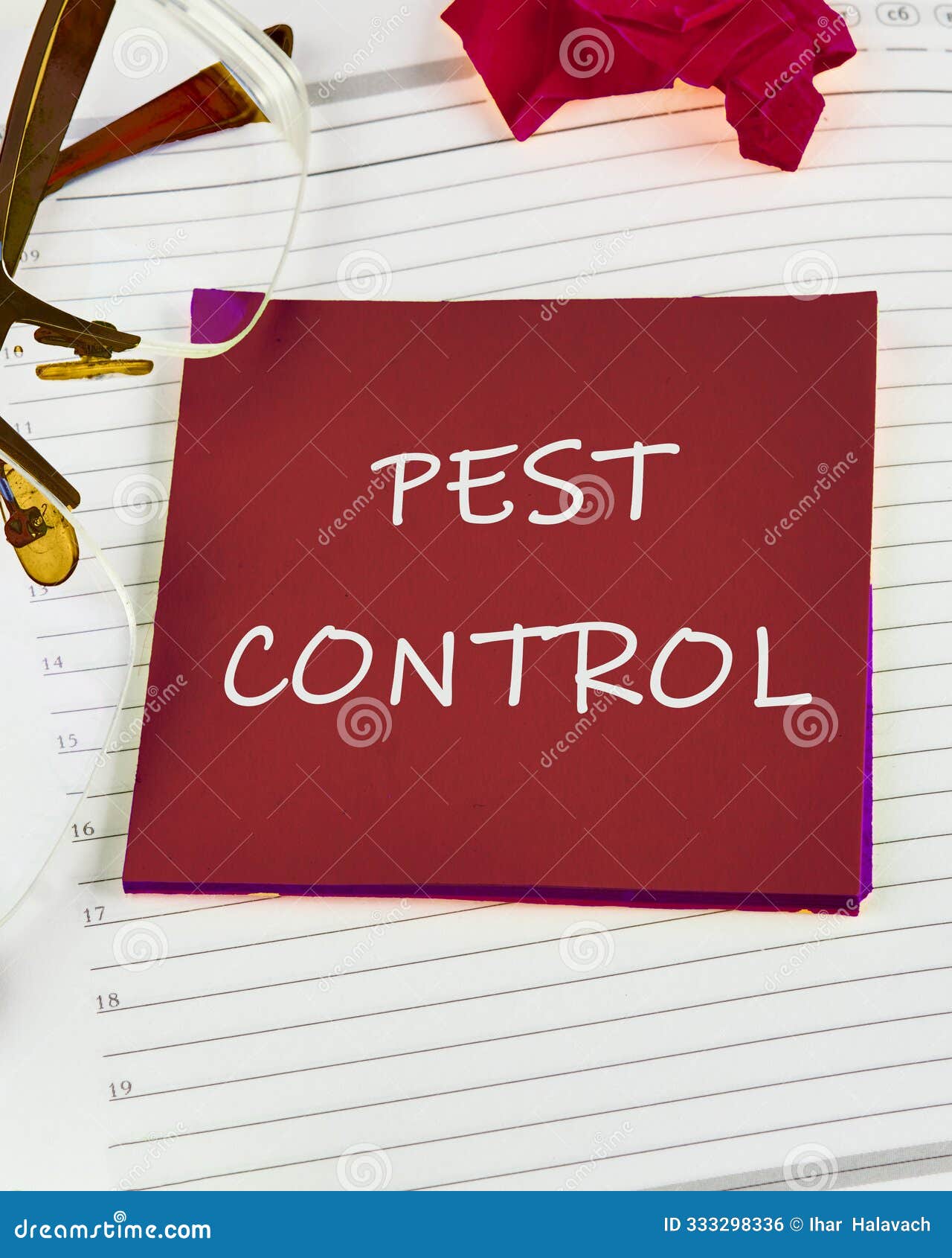 PEST CONTROL Written on a Red Sticker on a White Background, Vertical ...