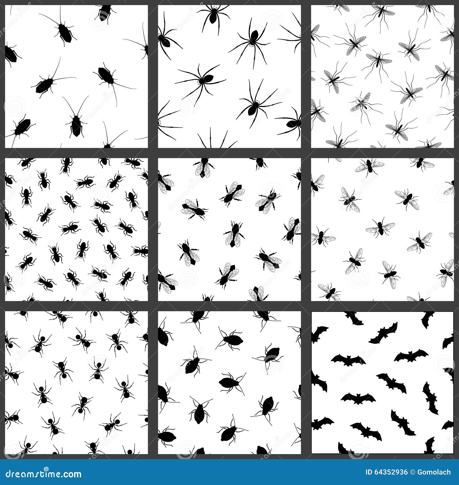 Pest and Insect Seamless Pattern Set Stock Vector - Illustration of ...