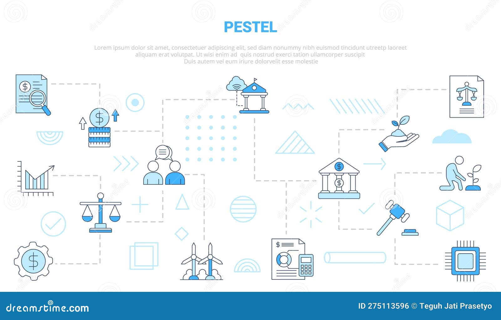 Modern PESTEL Analysis Infographic With White Background And Circular ...