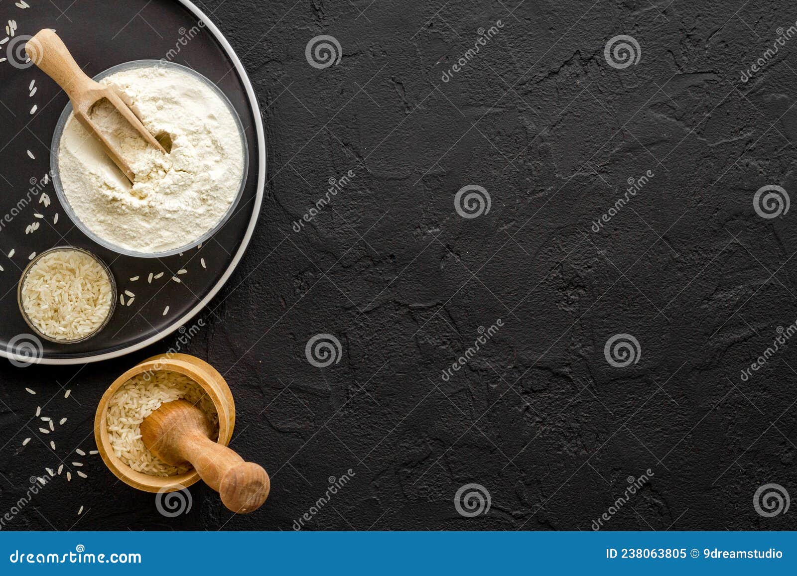 Pestle Rice Flour - Grains with Mortar on Kitchen Table Stock Image ...