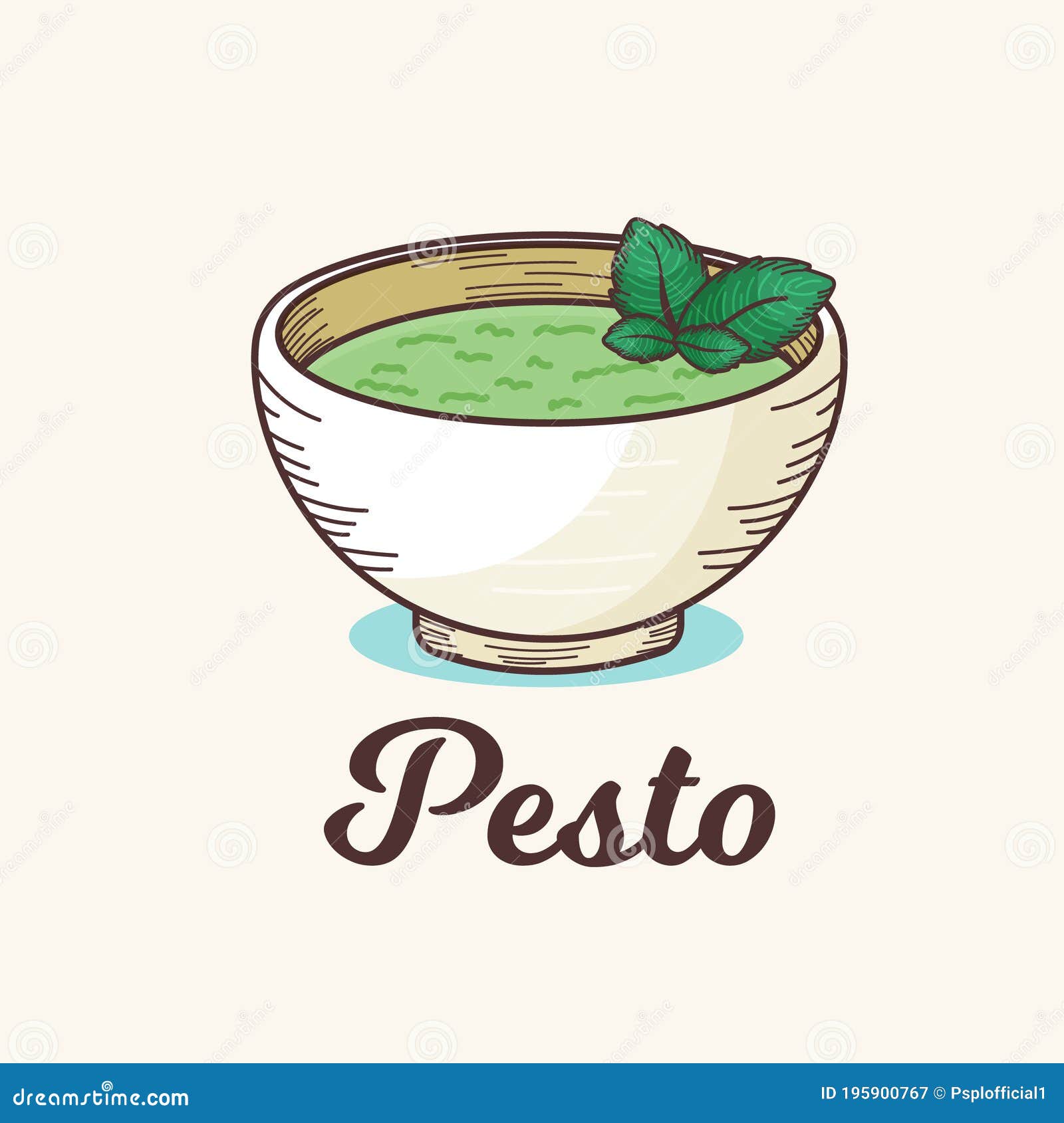 Pesto Ingredients Object Design Vector Hand Drawn Objects Stock Vector ...