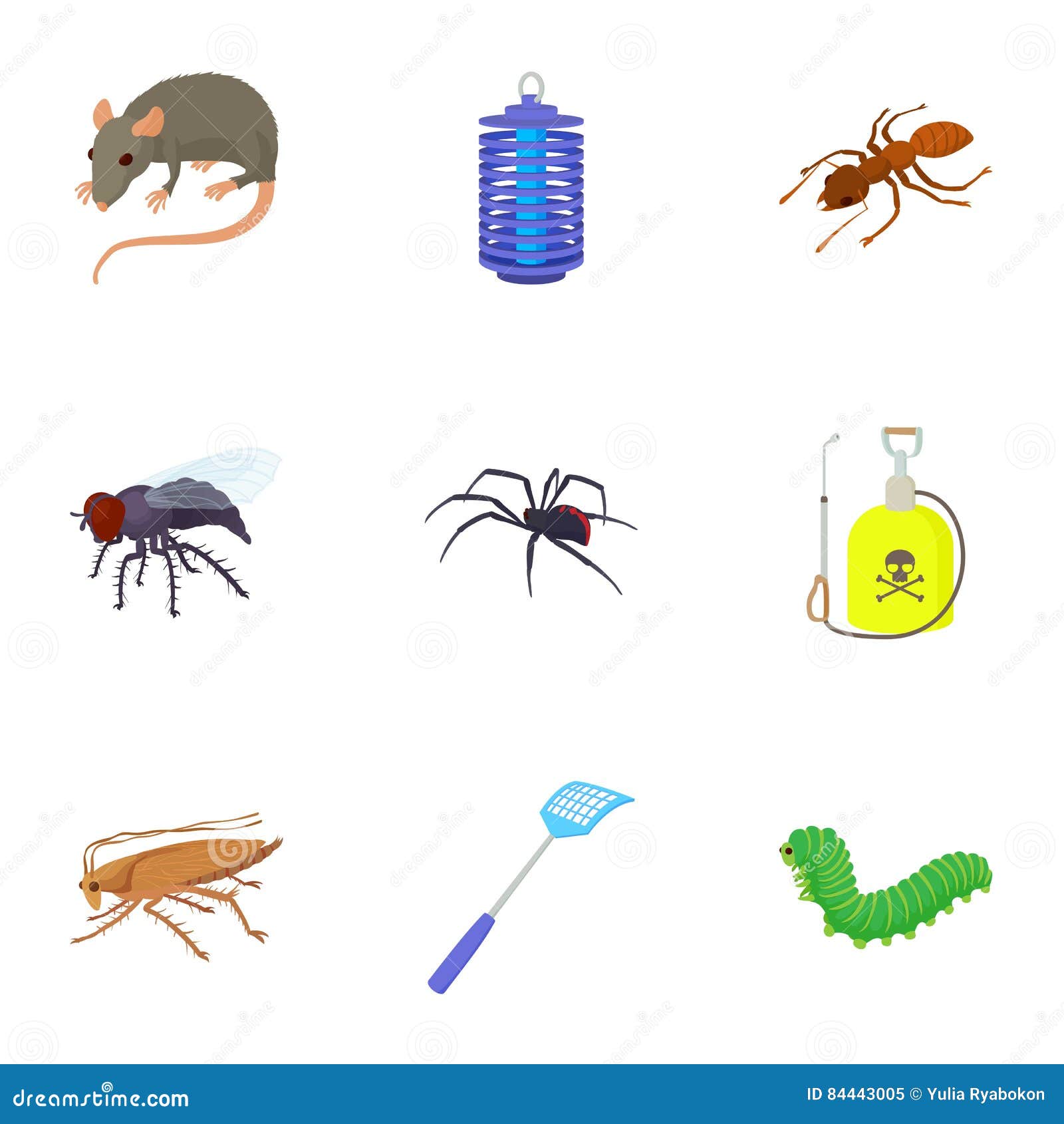 Pests Icons Set, Cartoon Style Stock Vector - Illustration of isolated ...