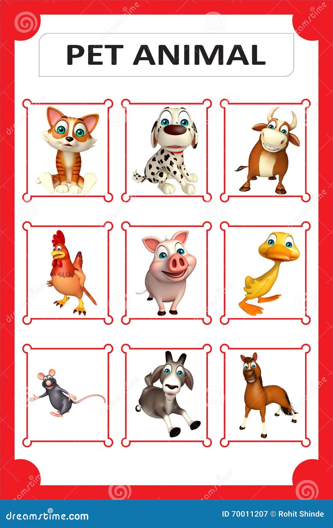 Pet animal chart stock illustration. Illustration of bull - 70011207