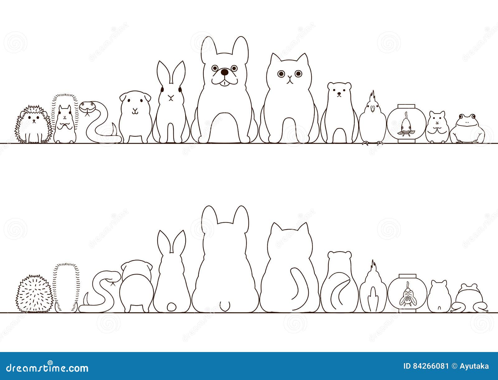Pet animals border set stock vector. Illustration of banner - 84266081