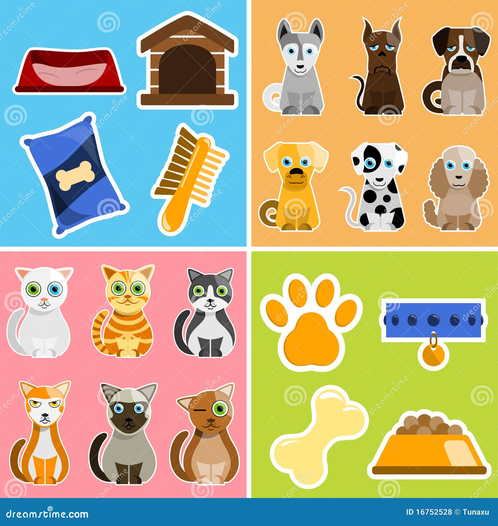 Pet animals and objects stock vector. Illustration of borders - 16752528