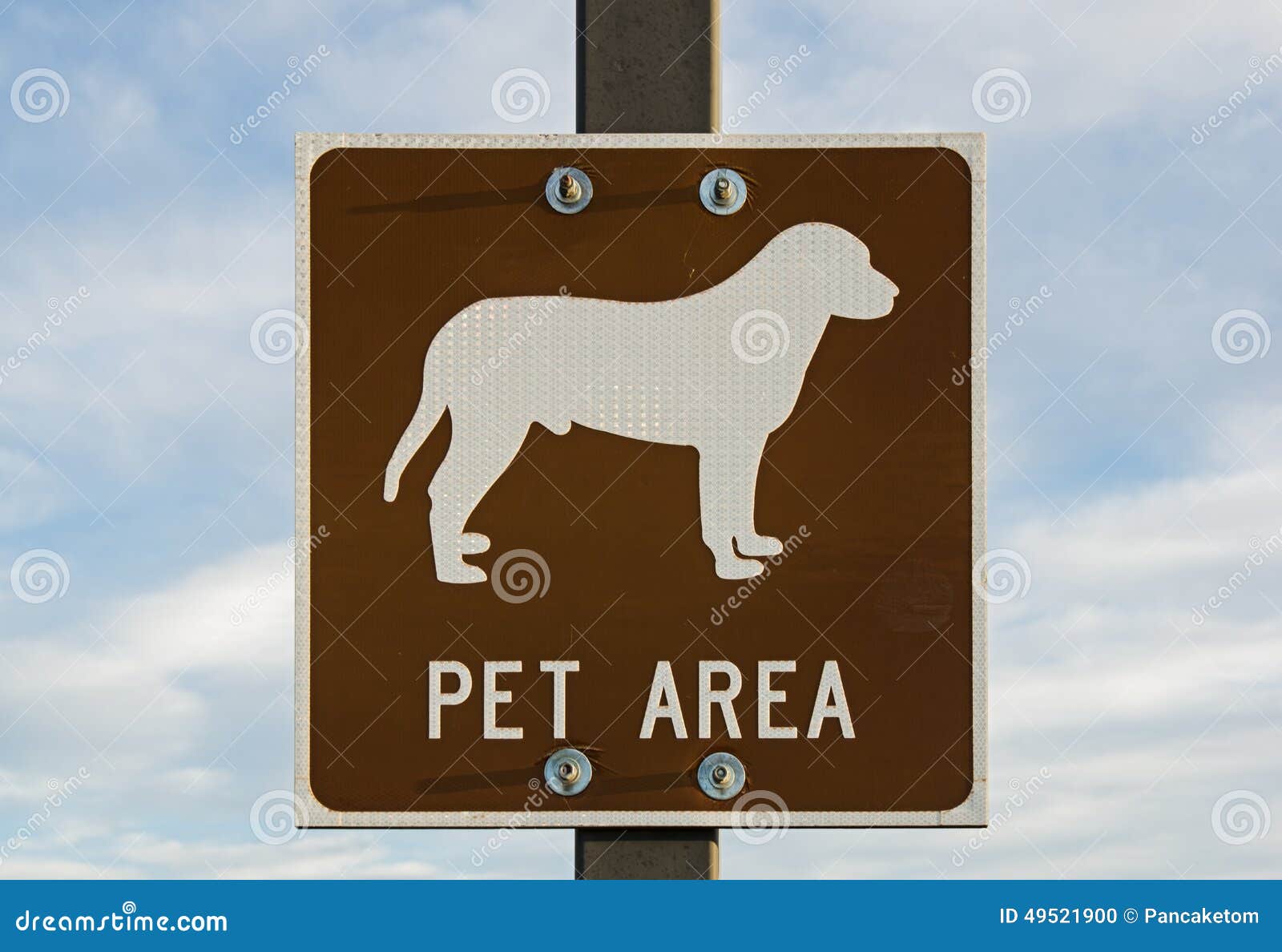 Pet Area Sign stock photo. Image of post, area, reflective - 49521900