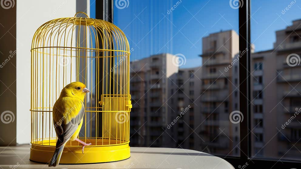 Pet Canary in a Modern Apartment Stock Photo - Image of colorful, sunny ...