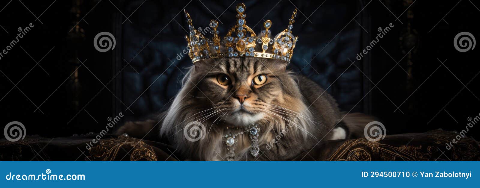 Pet Cat Channeling Its Inner Royalty with a Crown Stock Illustration ...