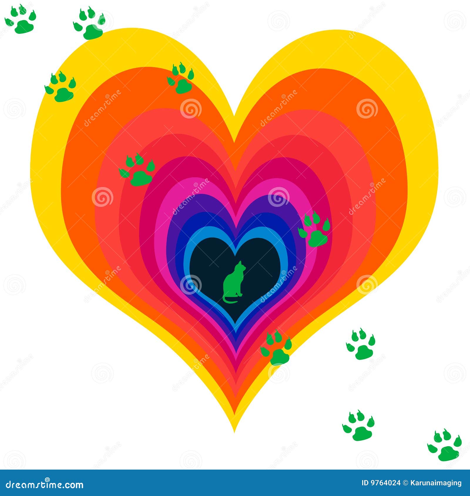 Pet Cat Love Hearts stock illustration. Illustration of simple - 9764024