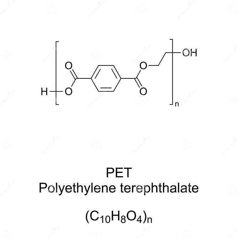 PET, Polyethylene Terephthalate, Chemical Formula and Structure Stock ...