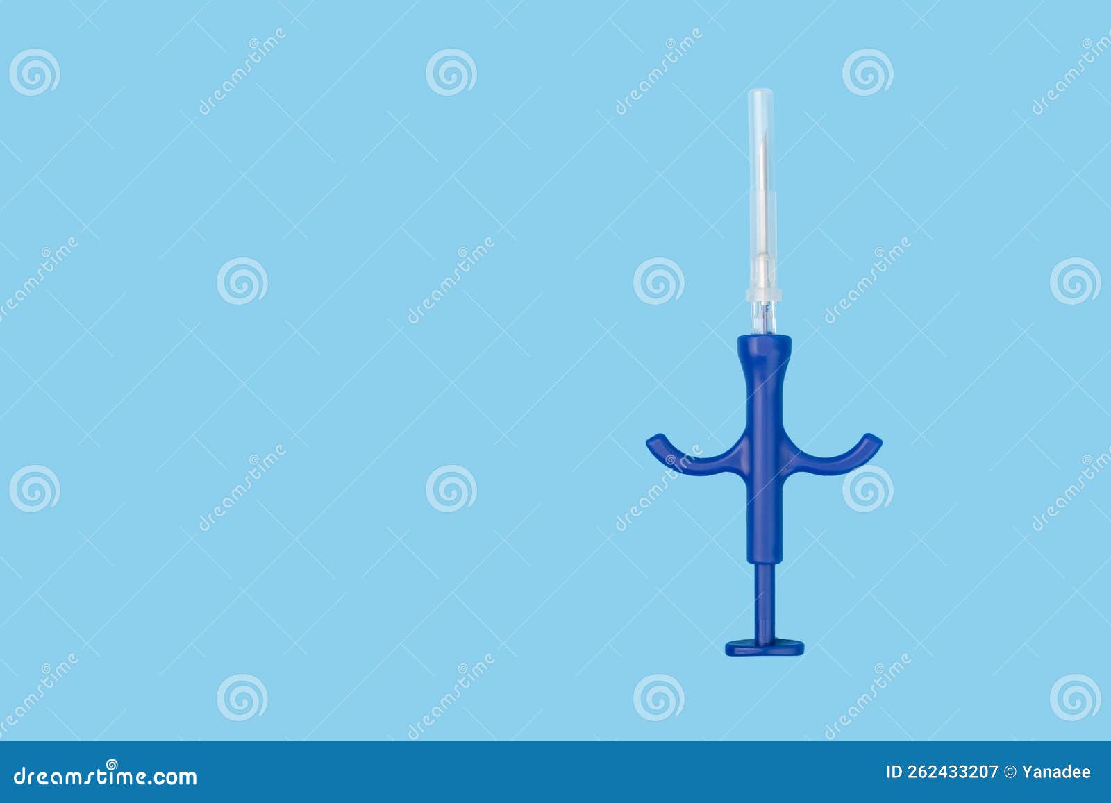 Pet Chipping, Syringe for Animal Microchip Injection on Blue Background ...