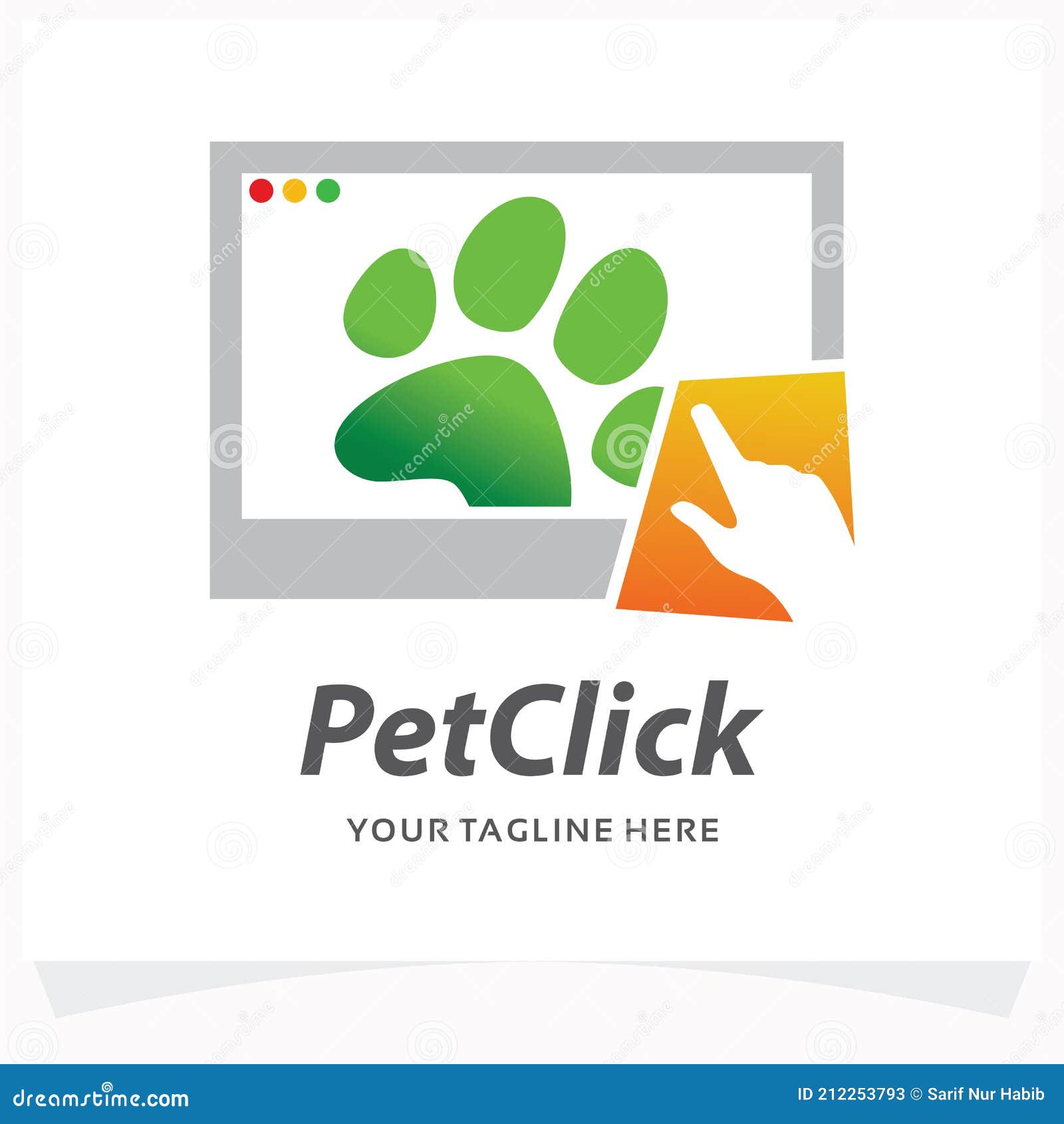Pet Click Logo Design Template Stock Vector - Illustration of kitten ...
