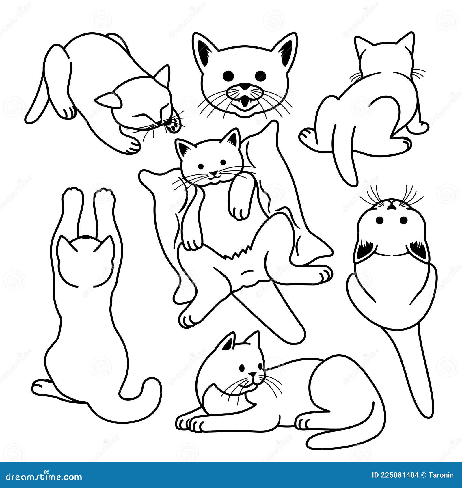 Contour set of cute cats. stock vector. Illustration of background ...