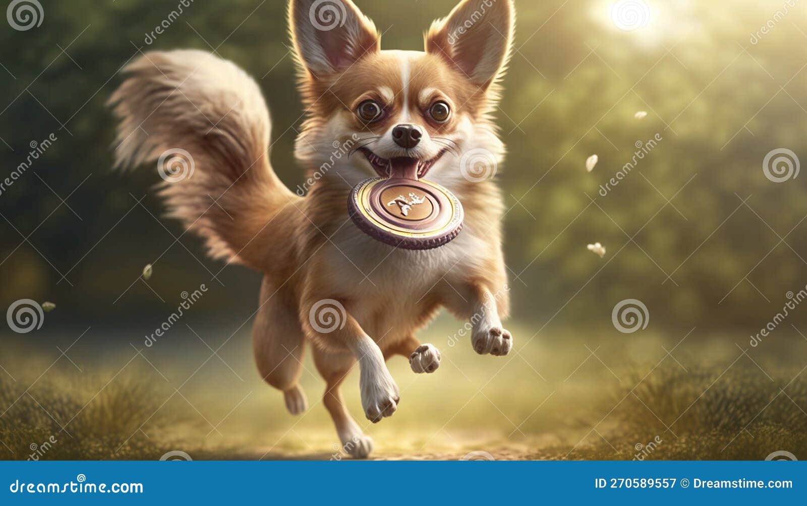 A Pet Dog Catching a Frisbee, Created by Generative Ai Stock ...