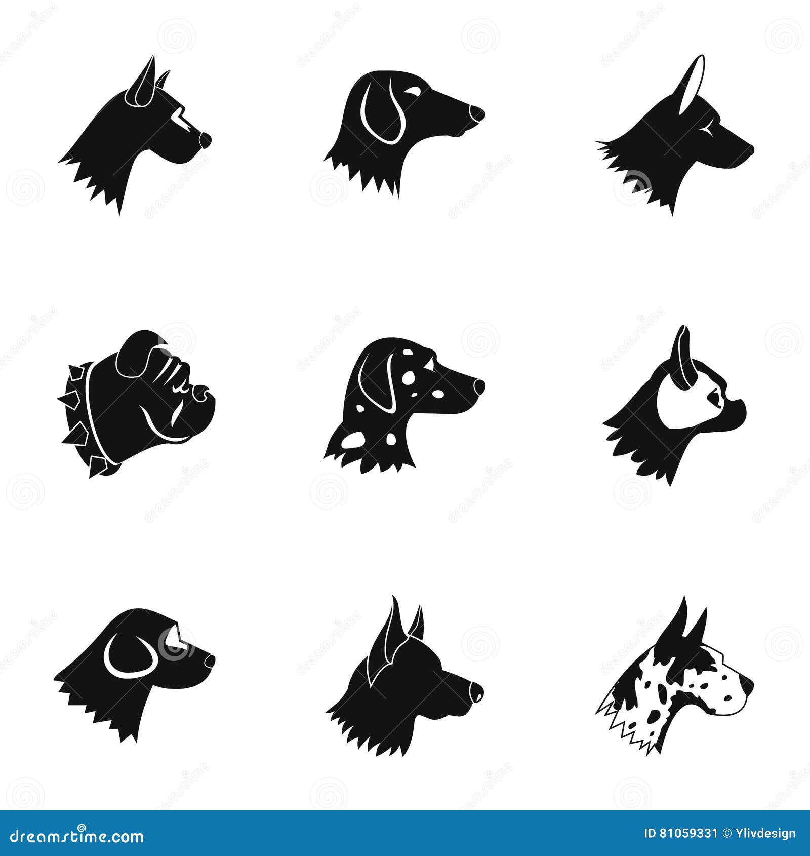 Pet Dog Icons Set, Simple Style Stock Vector - Illustration of pooch ...