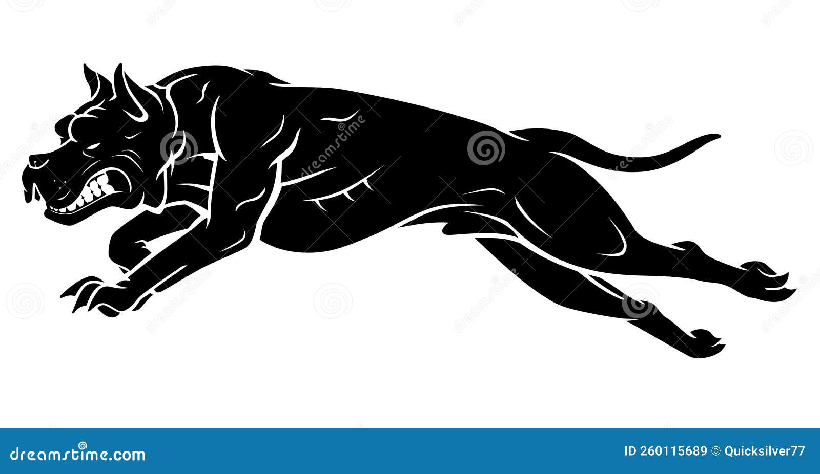 Pitbull Dog Breed Running Silhouette, Side View Stock Vector ...