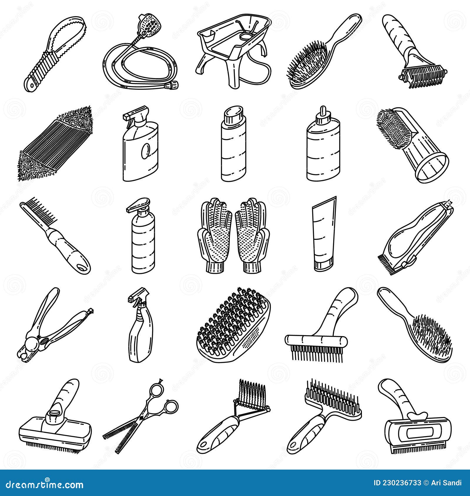 Pet Tools Set Icon Vector. Doodle Hand Drawn or Outline Icon Style ...