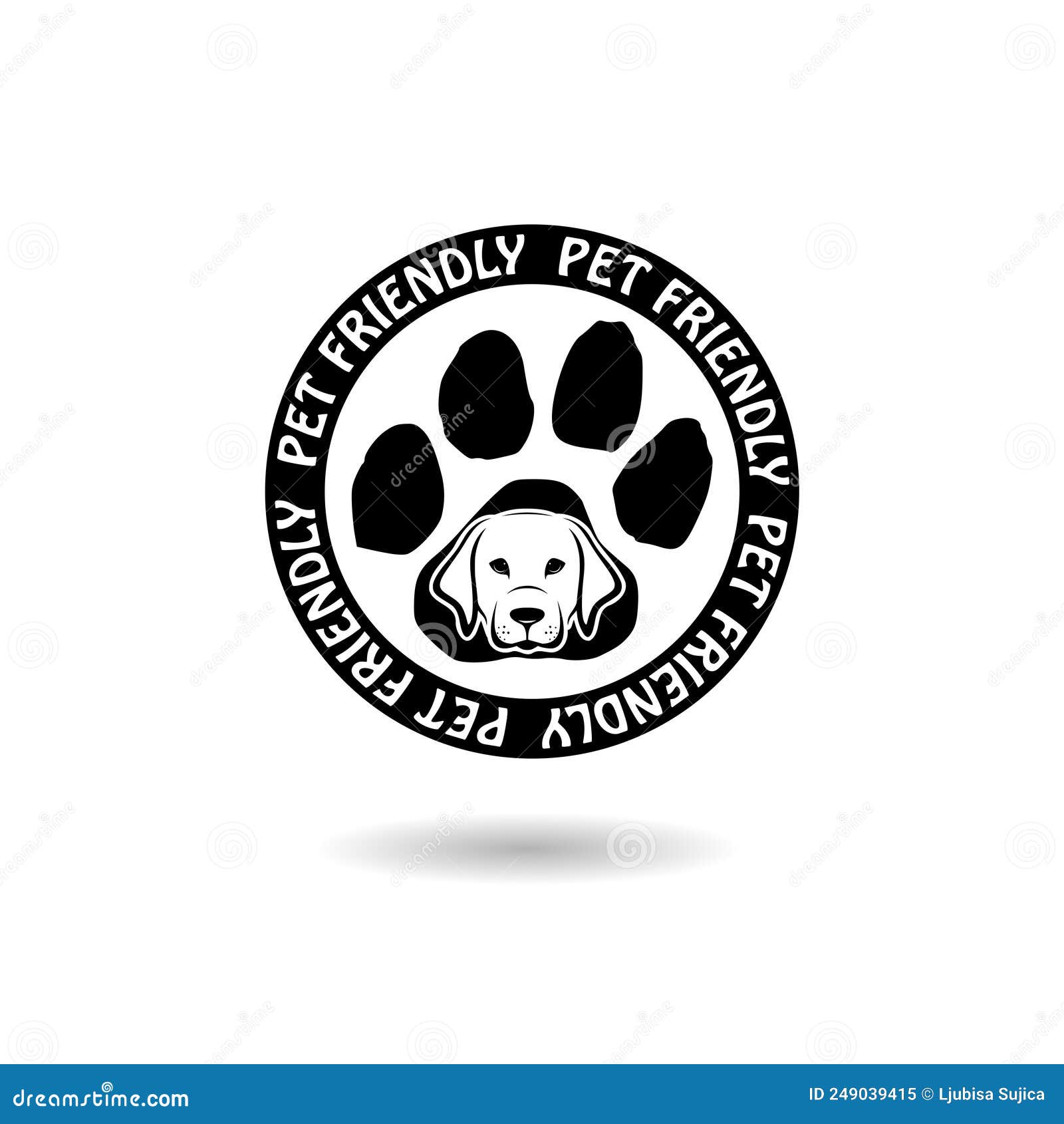 Pet Friendly Logo Icon with Shadow Stock Vector - Illustration of bone ...