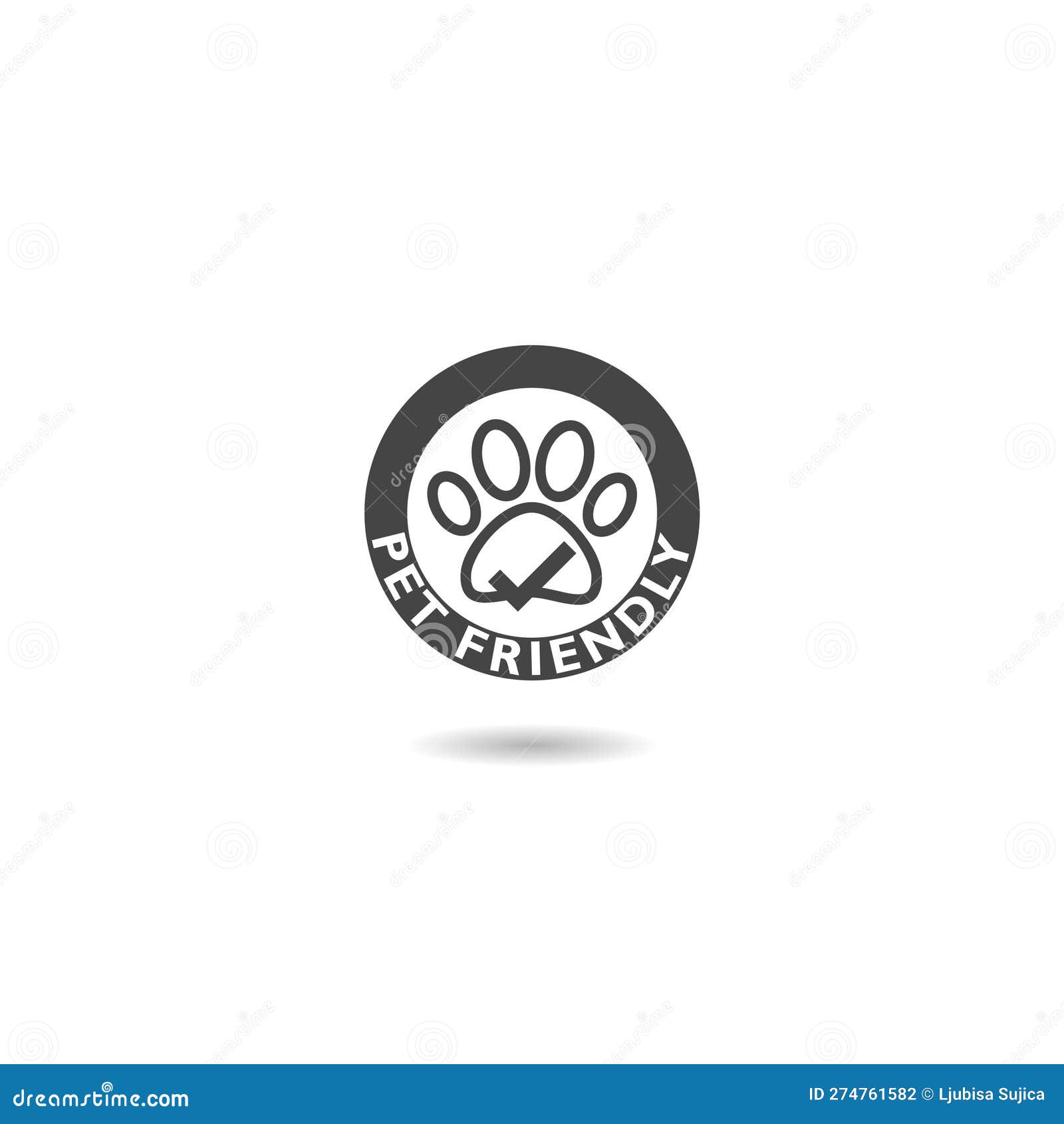 Pet Friendly Logo Icon with Shadow Stock Vector - Illustration of print ...