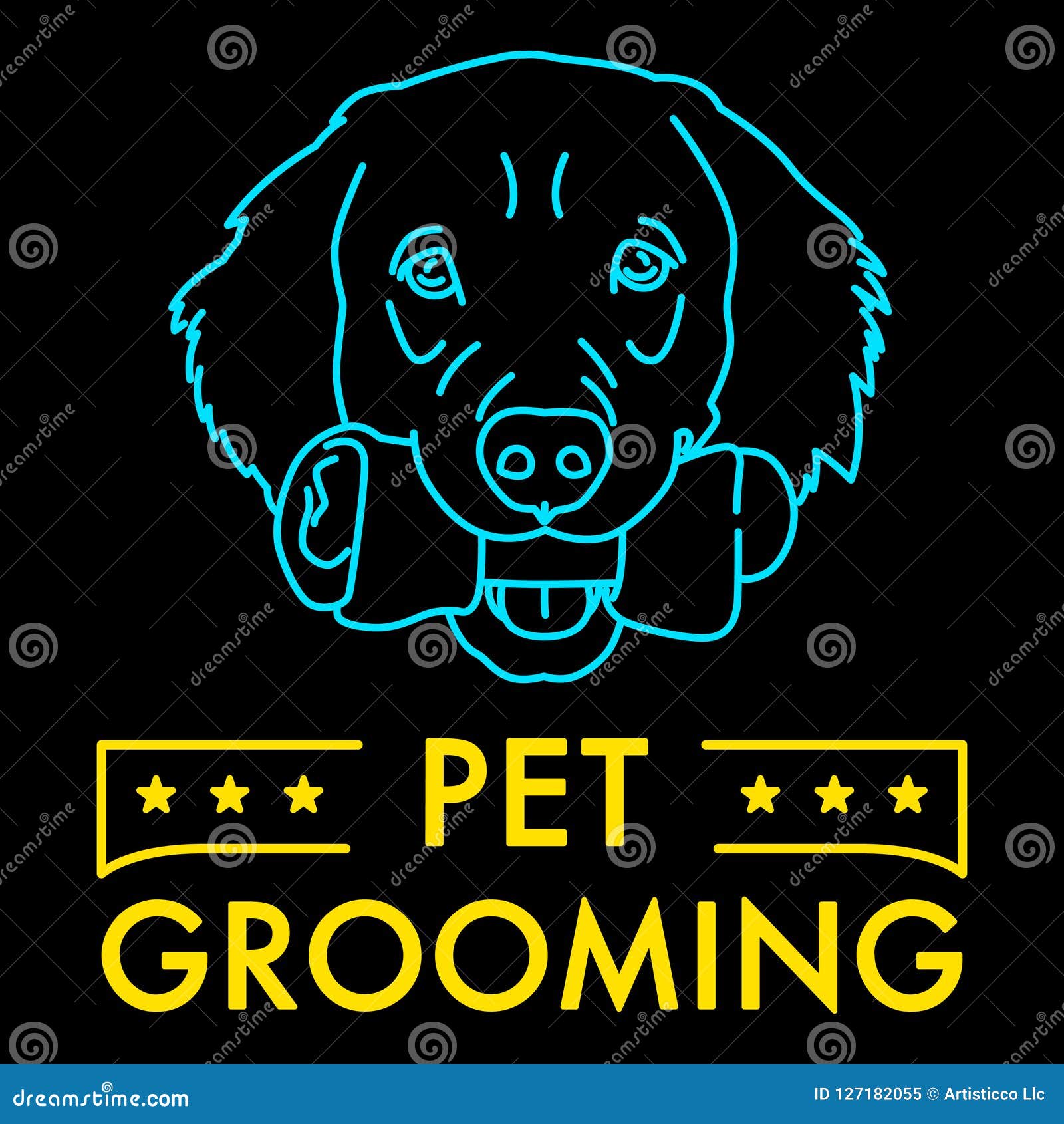 Pet Grooming Neon Sign Illustration Stock Vector - Illustration of ...