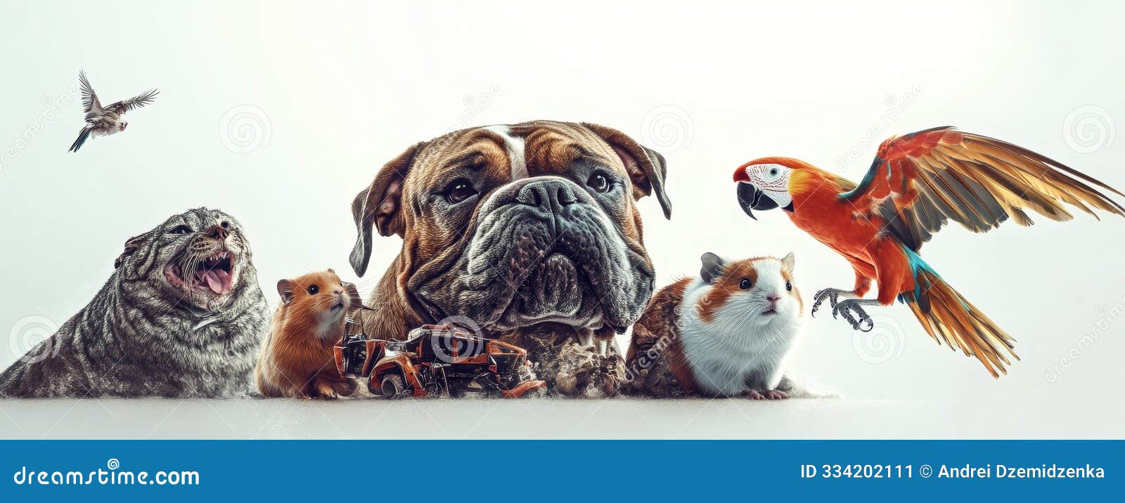 Pet Group on White Background. Banner Design Stock Image - Image of ...
