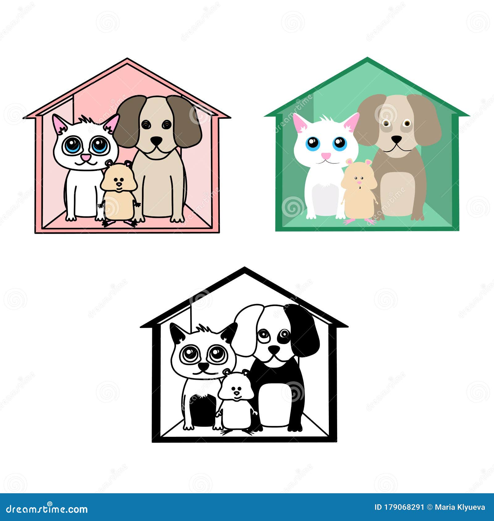 Pet Hotel with Cat Dog and Hamster. Vector Stock Vector - Illustration ...