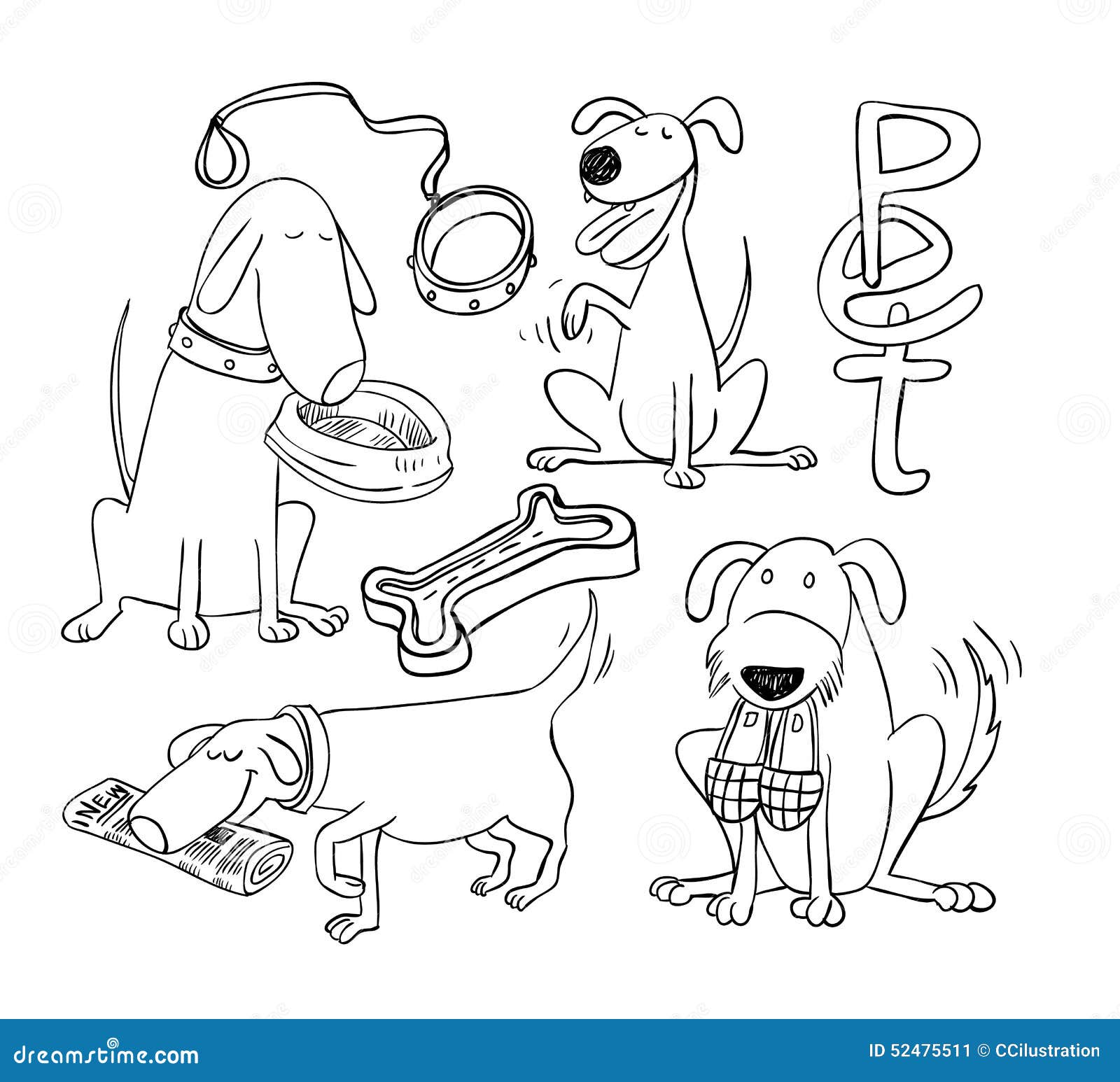 Pet Icons Doodle Set, Vector Illustration. Stock Vector - Illustration ...