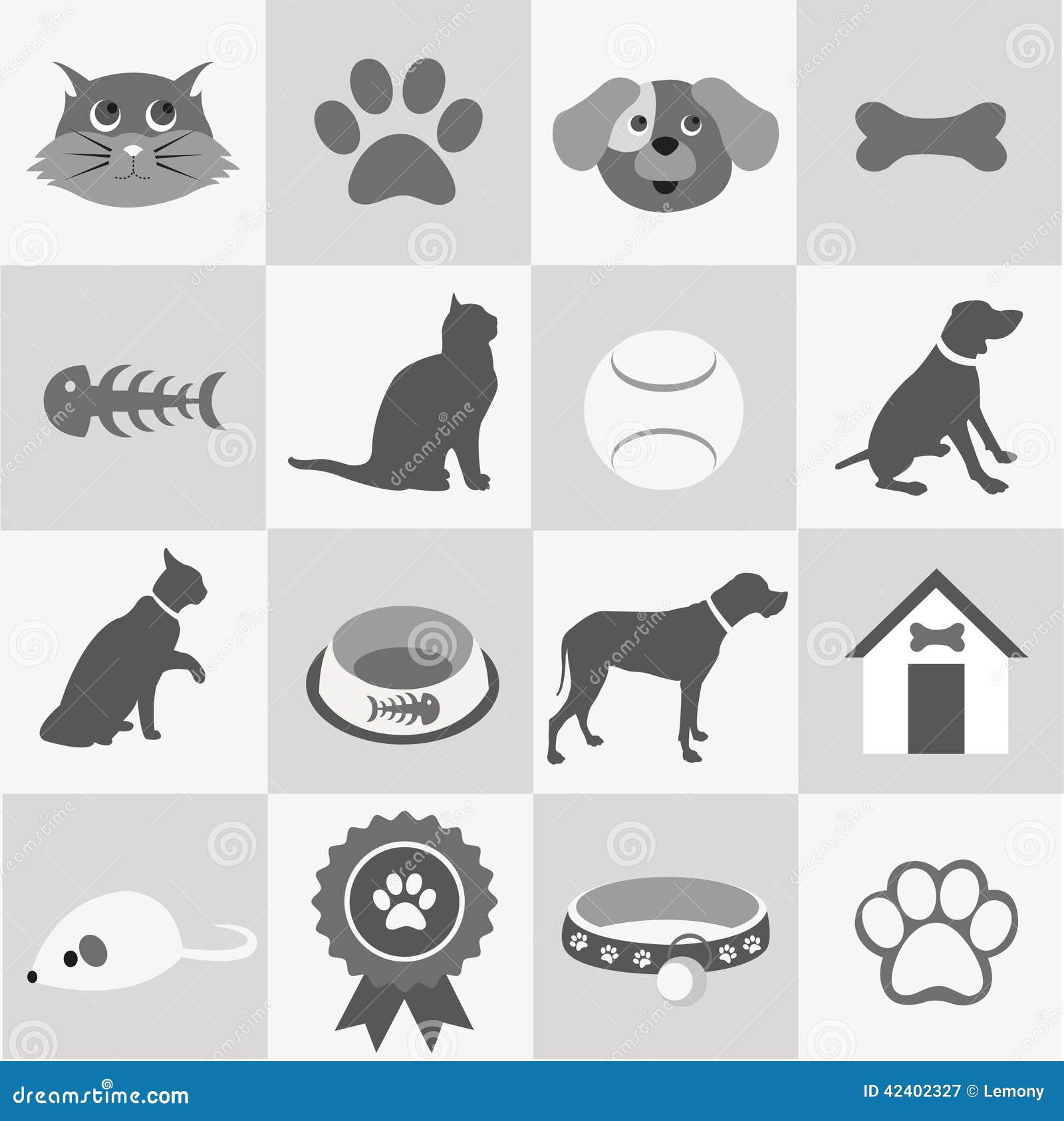 Pet icons set stock vector. Illustration of shop, kennel - 42402327