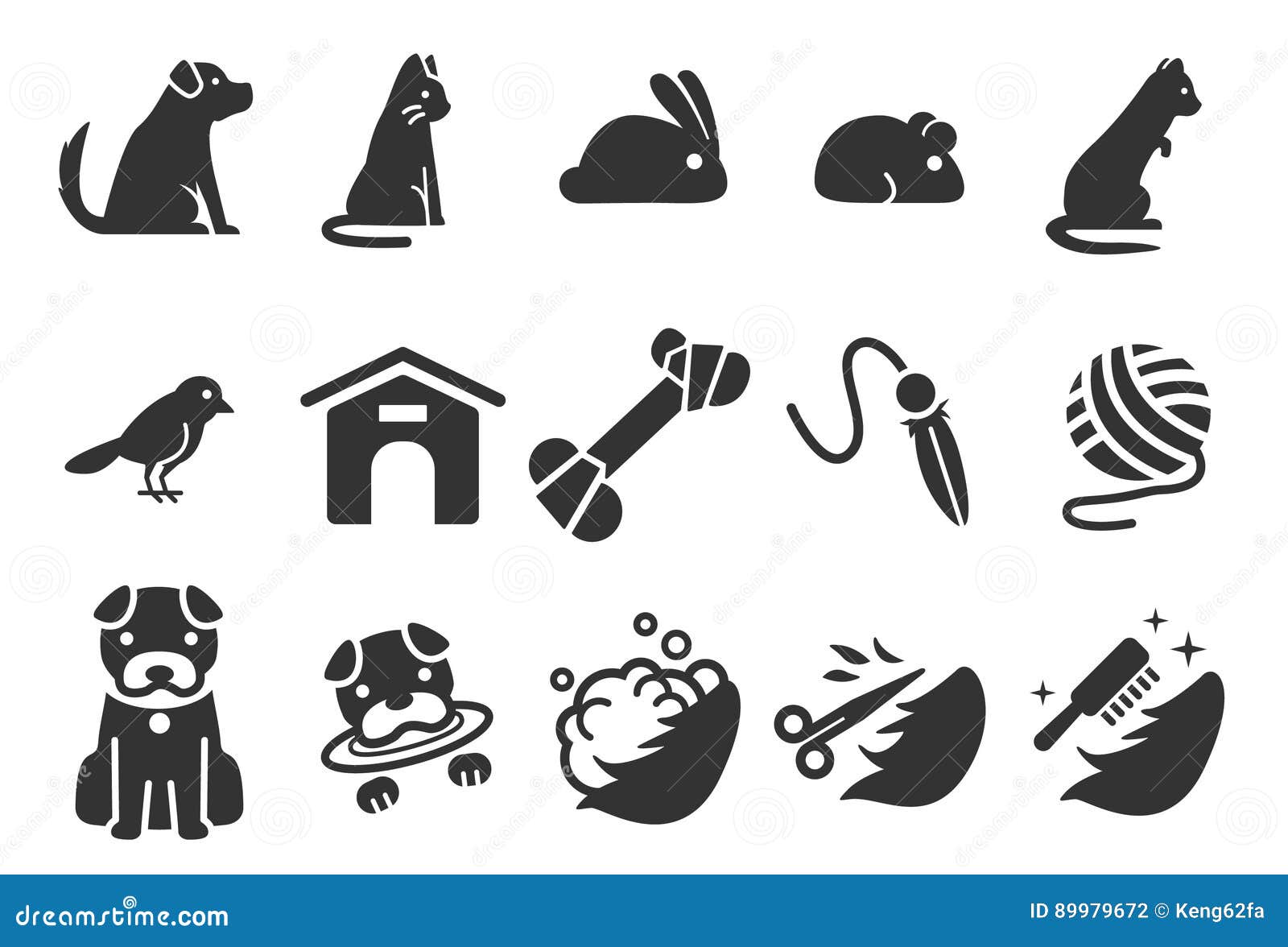 Pet icons set 1 stock vector. Illustration of kennel - 89979672