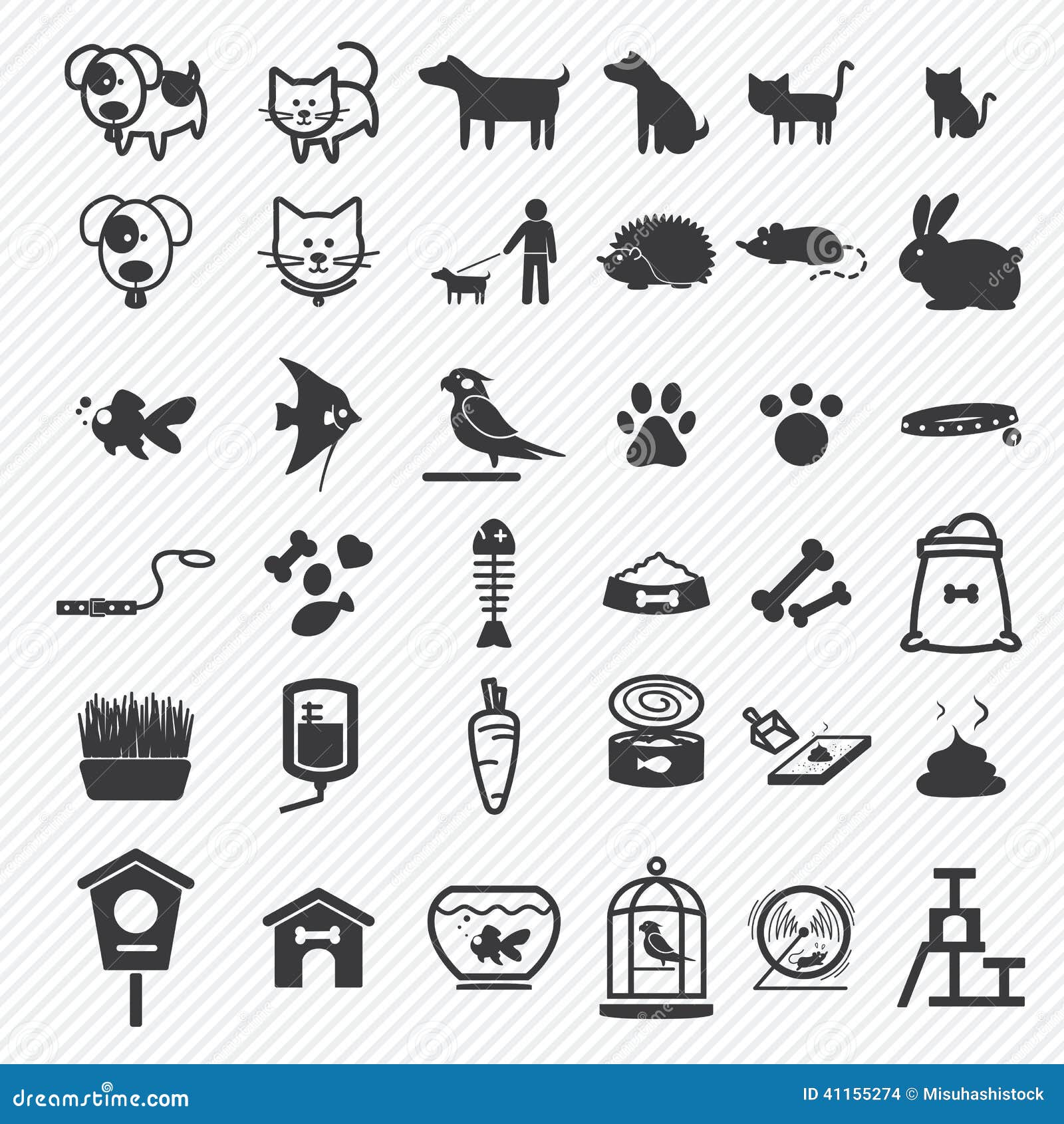 Pet icons set stock vector. Illustration of fish, cute - 41155274