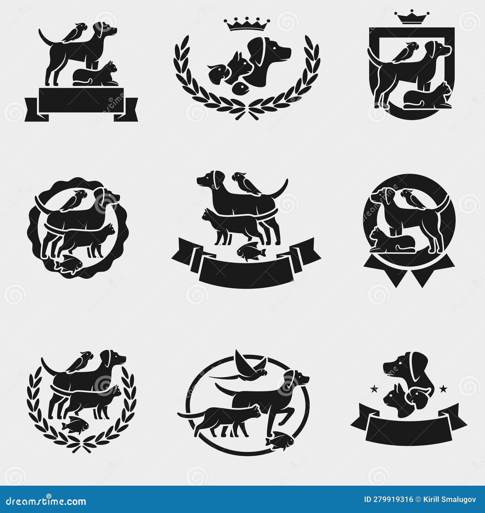 Pet Label and Icons Set. Collection Icon Pets Stock Vector ...