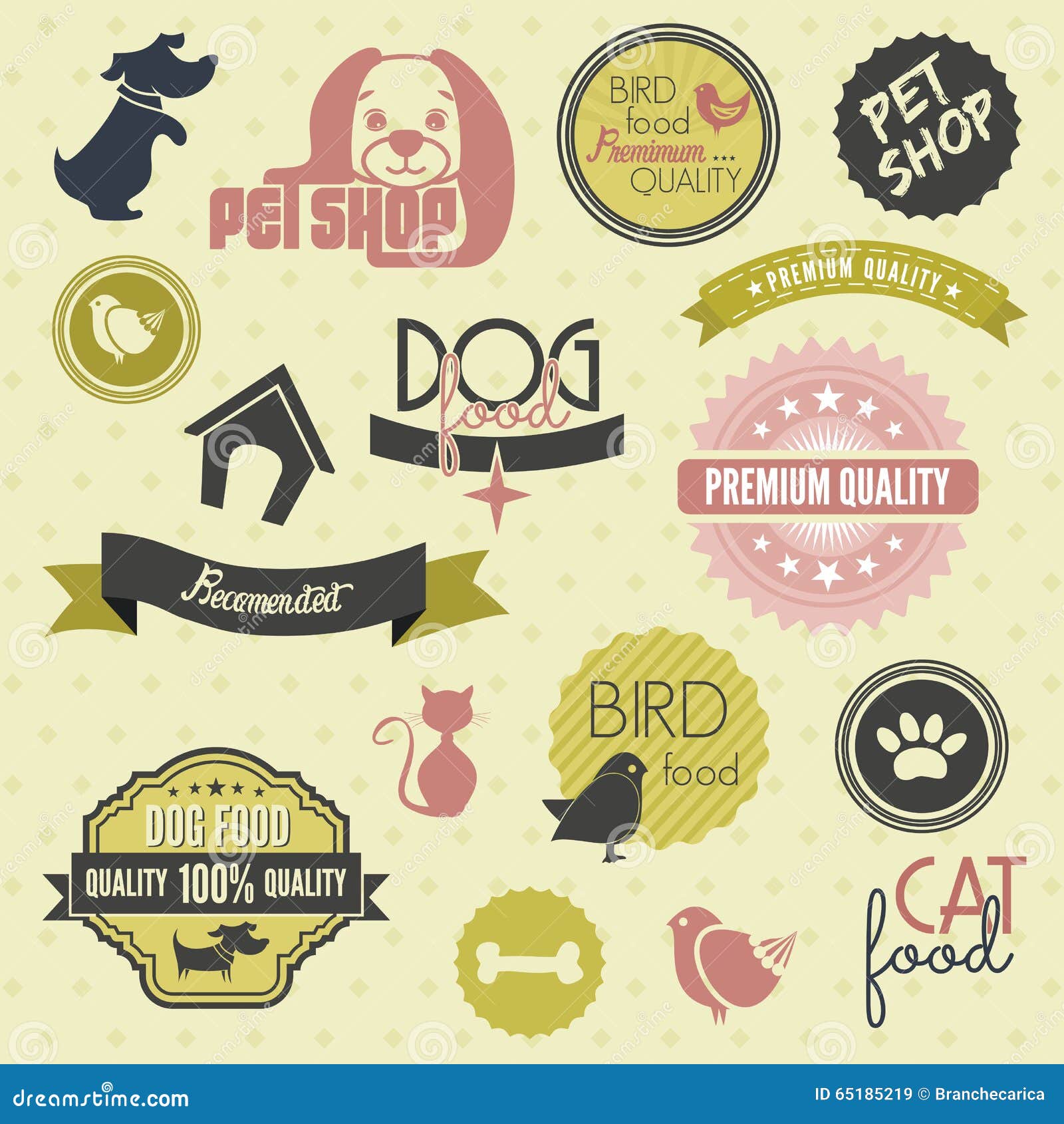 Pet label set stock illustration. Illustration of stamp - 65185219