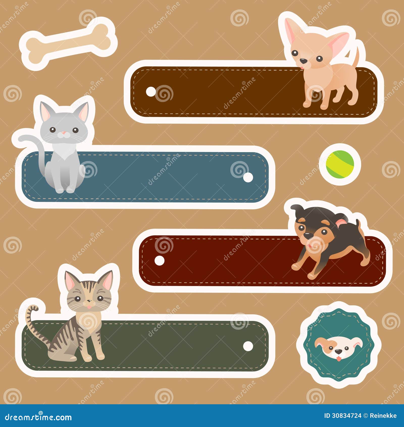 Pet labels stock vector. Illustration of fluffy, sweet - 30834724