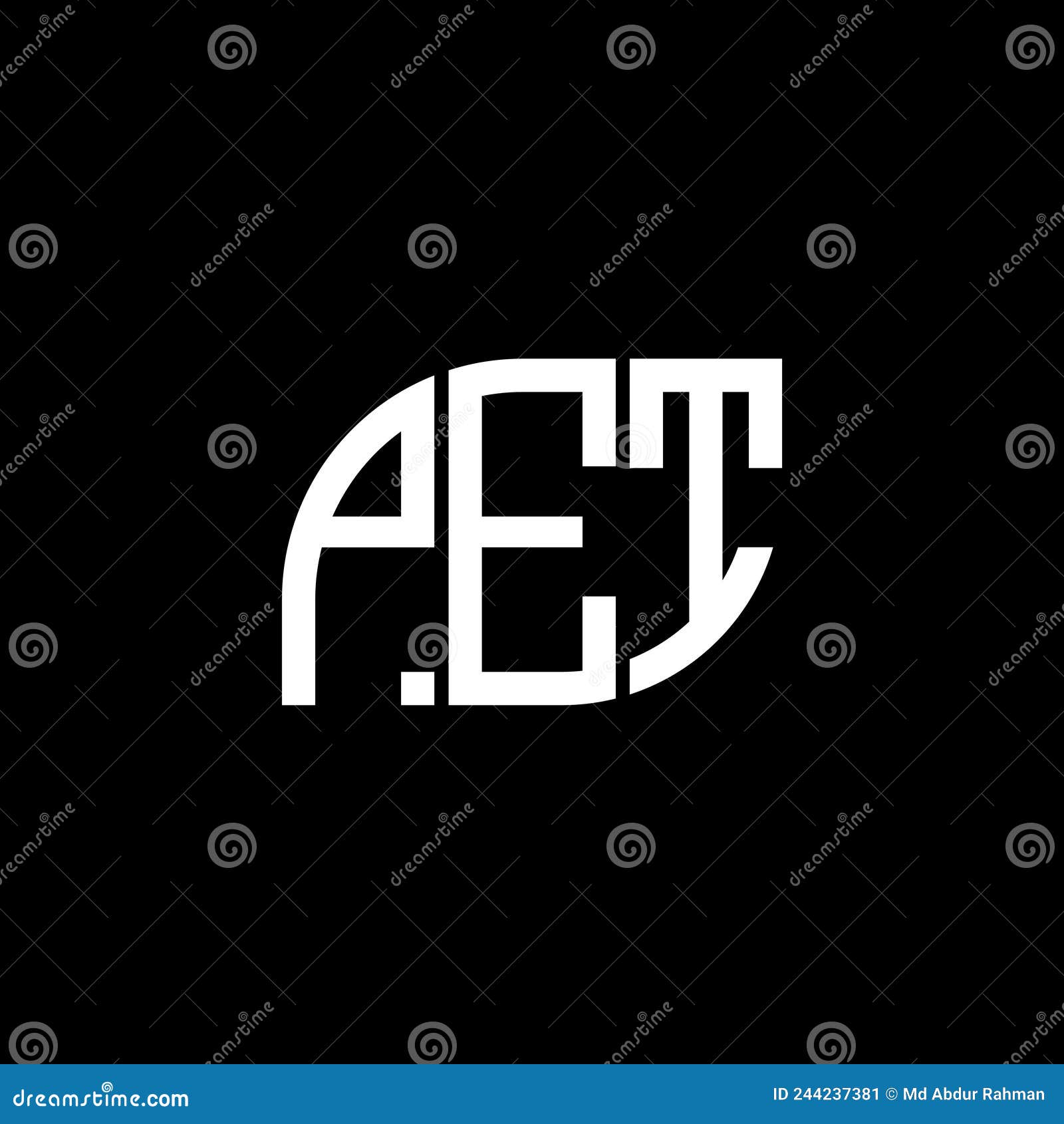 PET Letter Logo Design on Black Background.PET Creative Initials Letter ...