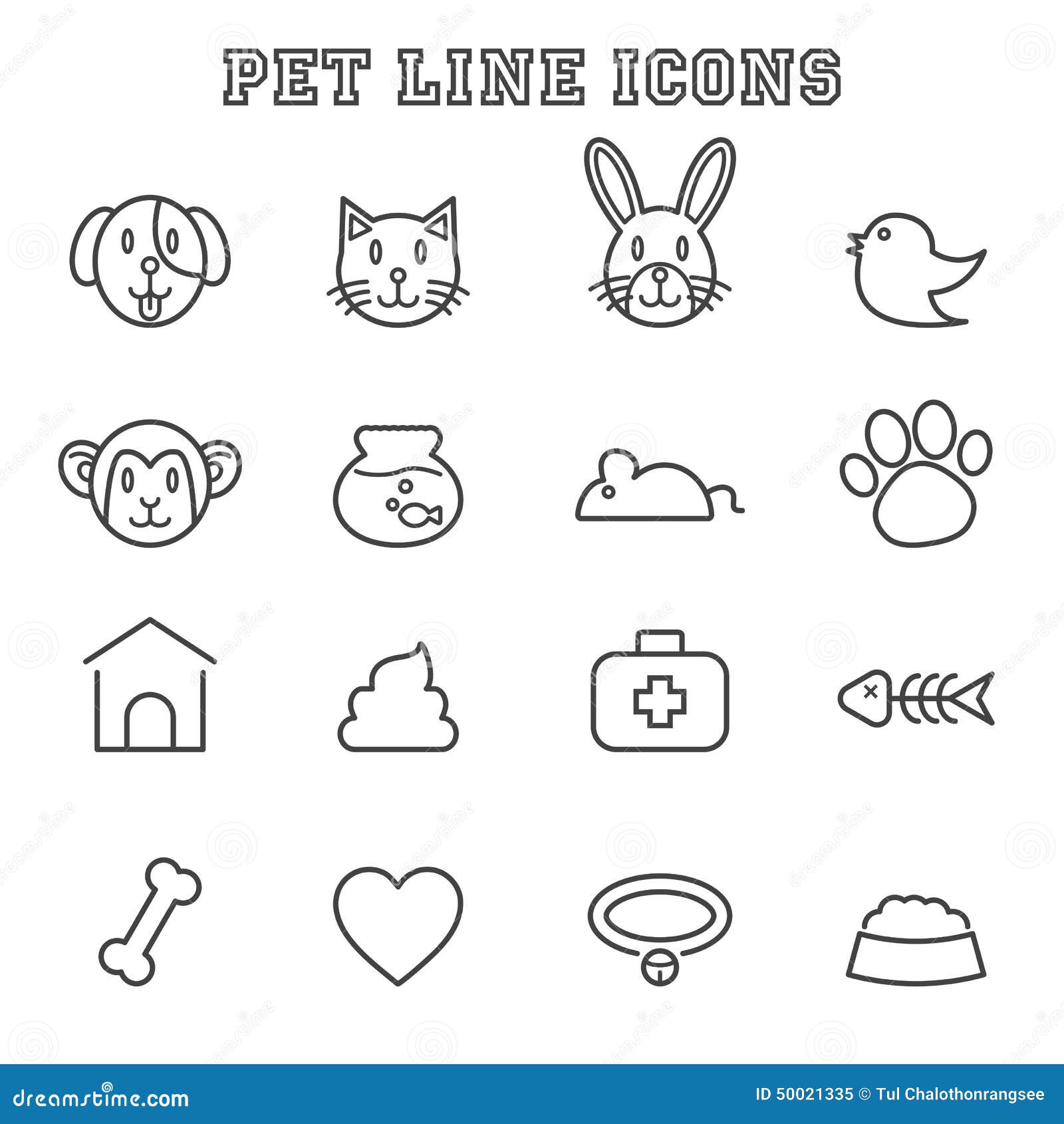 Pet line icons stock vector. Illustration of head, graphic - 50021335