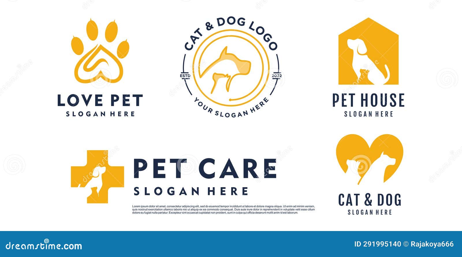 Pet Logo Design with Creative Unique Element Logo Collection Premium ...