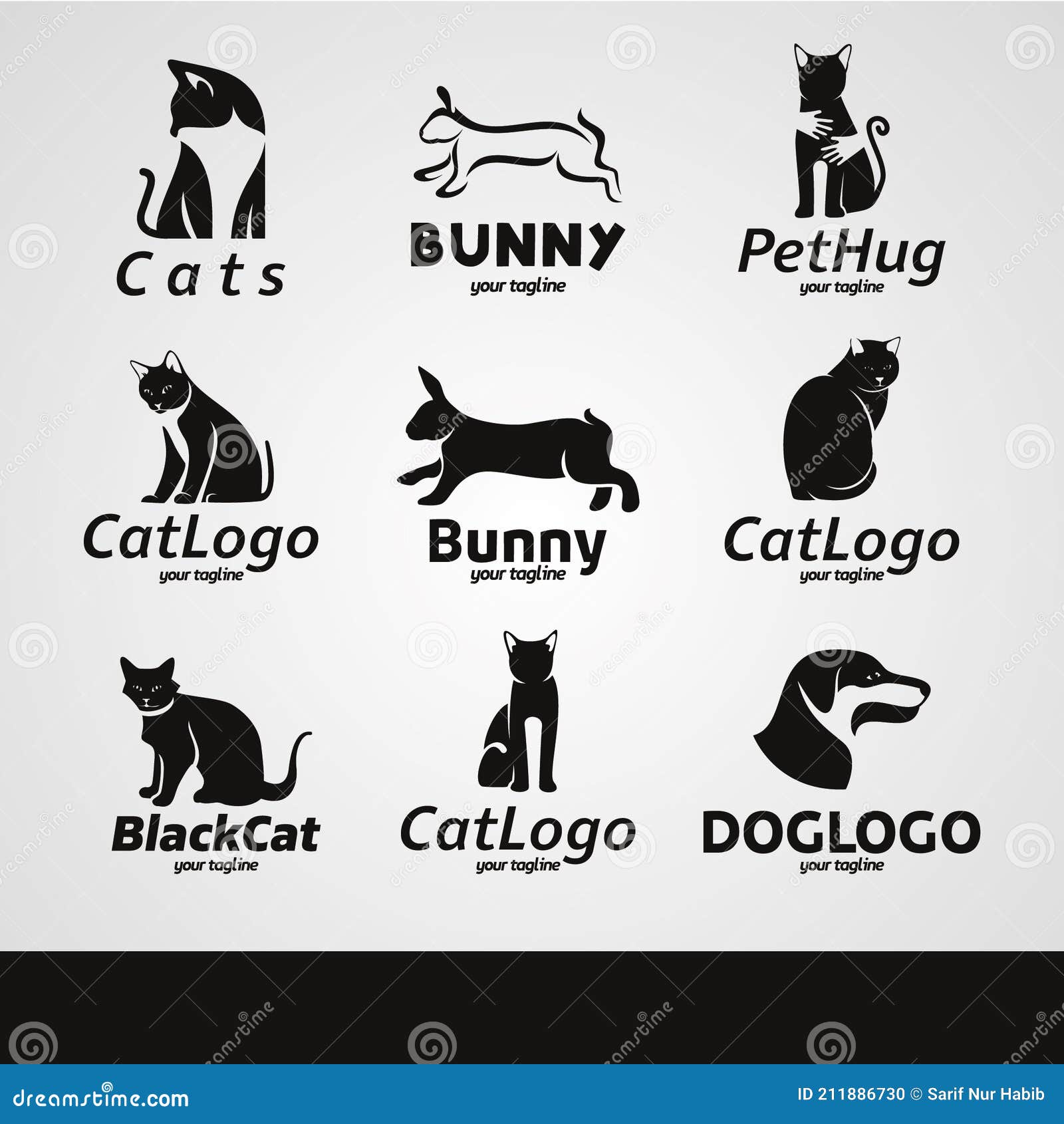 Pet Logo Designs Template Set Stock Vector - Illustration of isolated ...