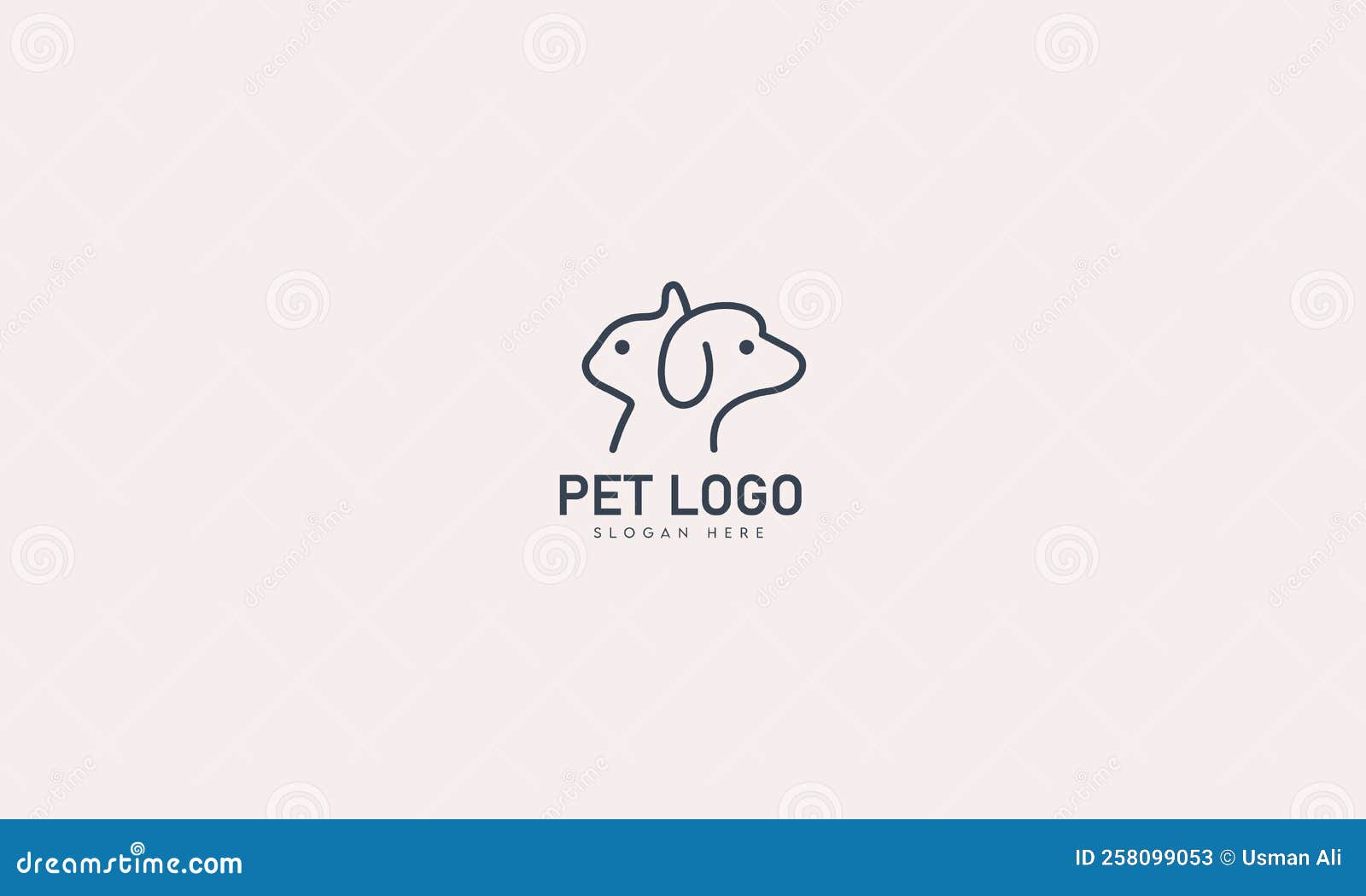 Pet Logo Dog Cat Design Vector Template Linear Style, Minimal Pet Logo ...