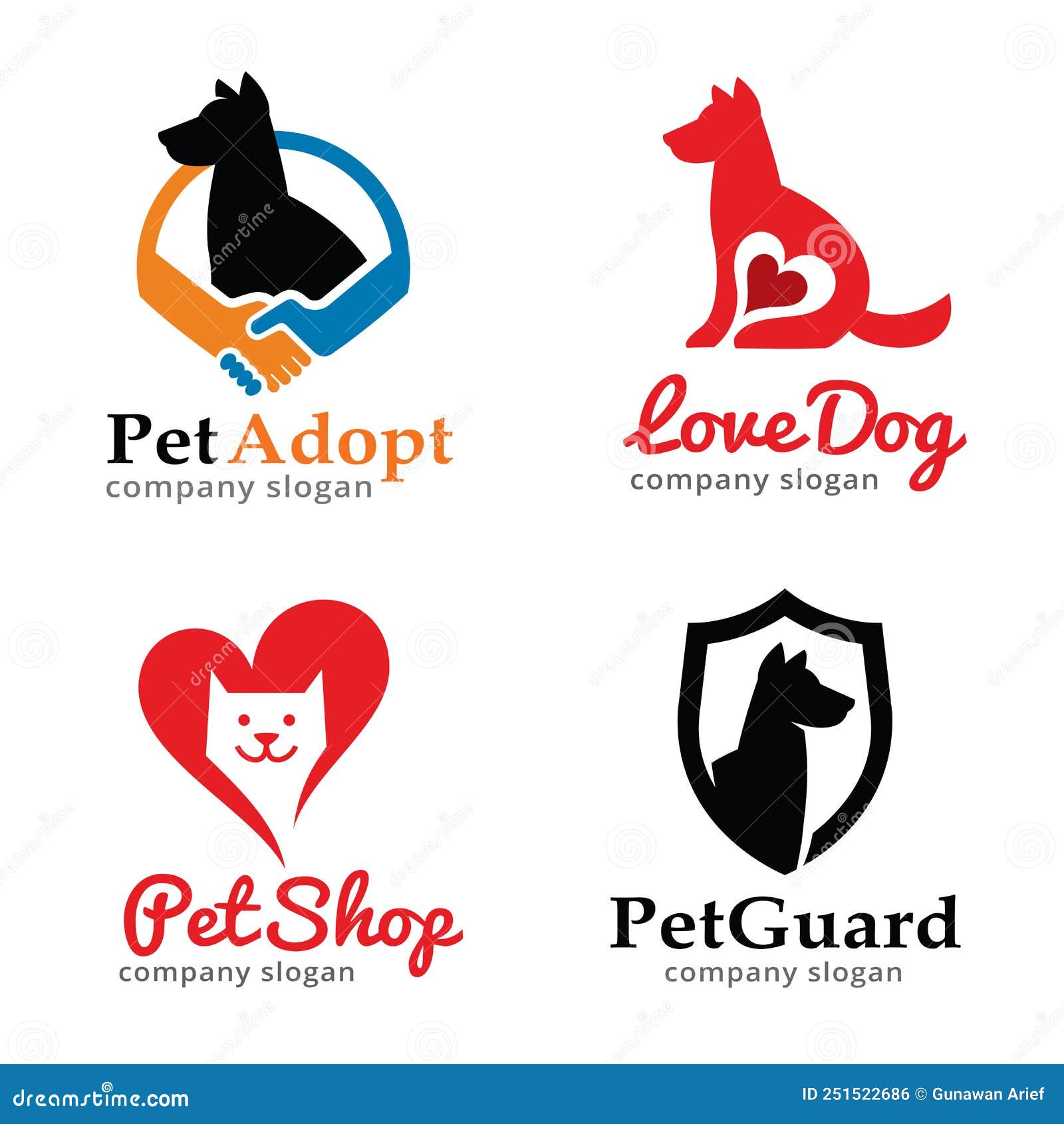 Pet Logo Template Design Vector Stock Vector - Illustration of emblem ...