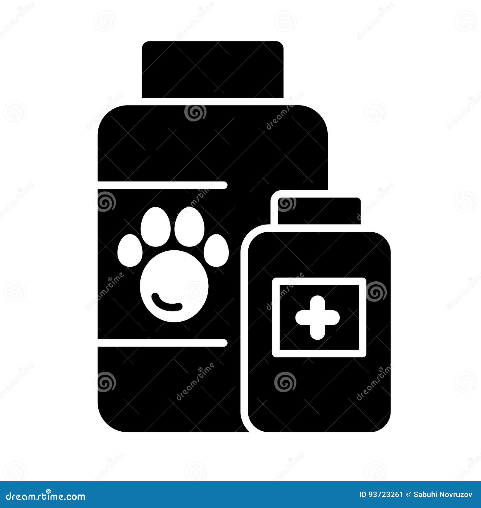 The Pet Medicines Sign Simple Vector Icon. Black and White Illustration ...