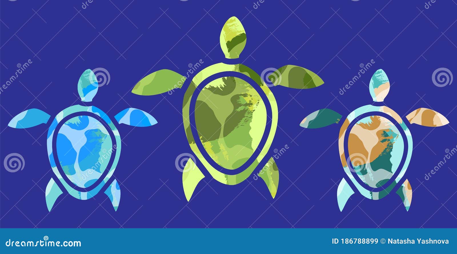 Three Multi-colored Turtles Stock Vector - Illustration of icon, nature ...