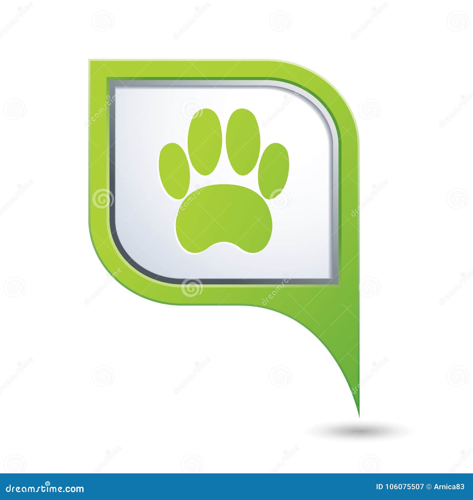 Pet Paw Icon on the Map Pointer Stock Vector - Illustration of outdoors ...
