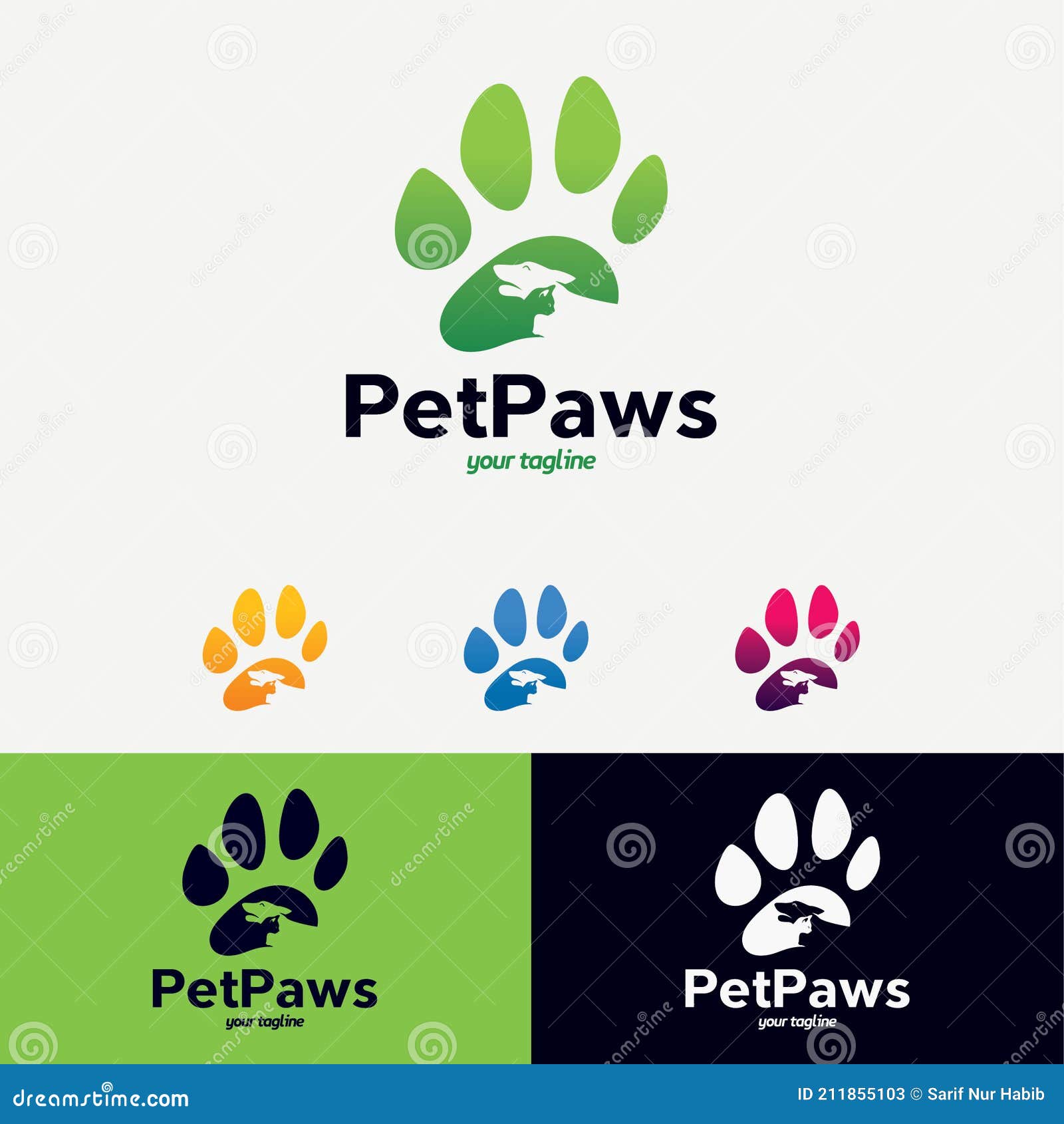 Pet Paws Logo Design Template Stock Vector - Illustration of park ...