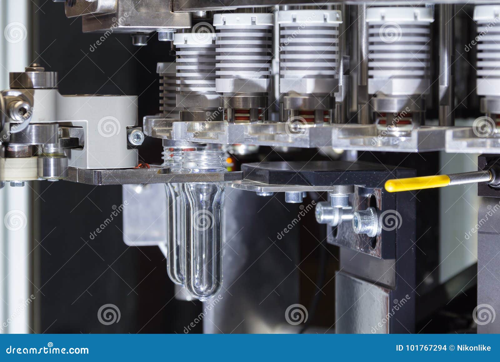 PET Preform in PET Bottles Blowing. Stock Photo - Image of cylinder ...