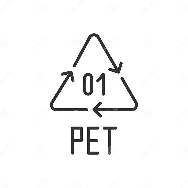 PET 01 Recycling Code Symbol Line Icon. Plastic Recycling Vector ...