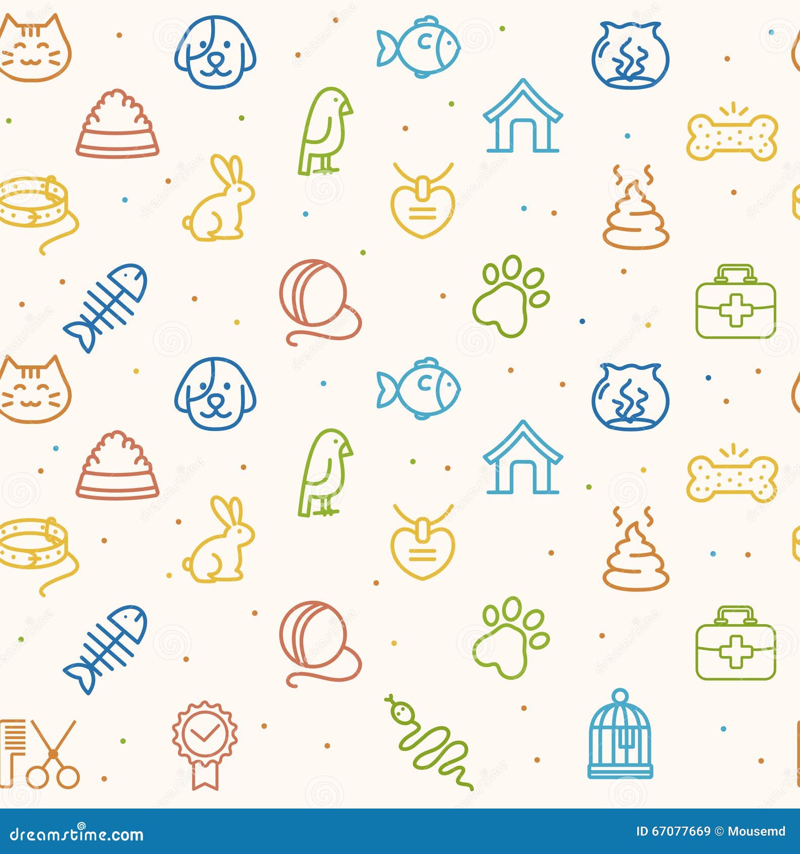 Pet Seamless Pattern. Vector Stock Vector - Illustration of bone ...