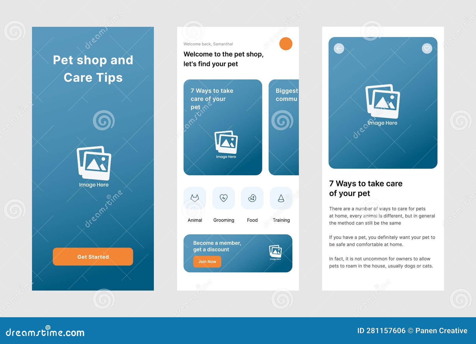 Pet Shop App UI Design stock vector. Illustration of clinic - 281157606