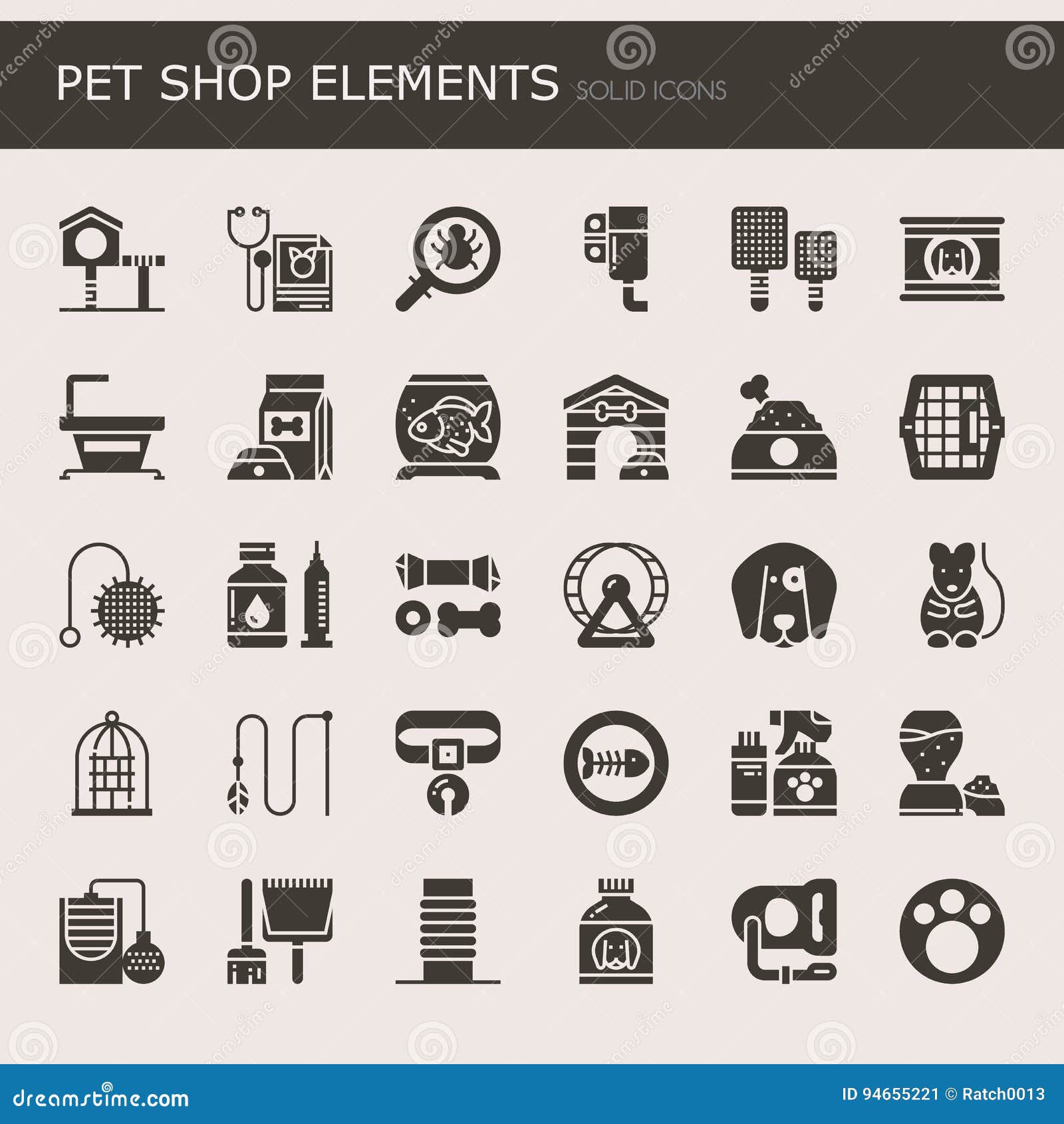 Pet Shop Elements stock illustration. Illustration of glass - 94655221