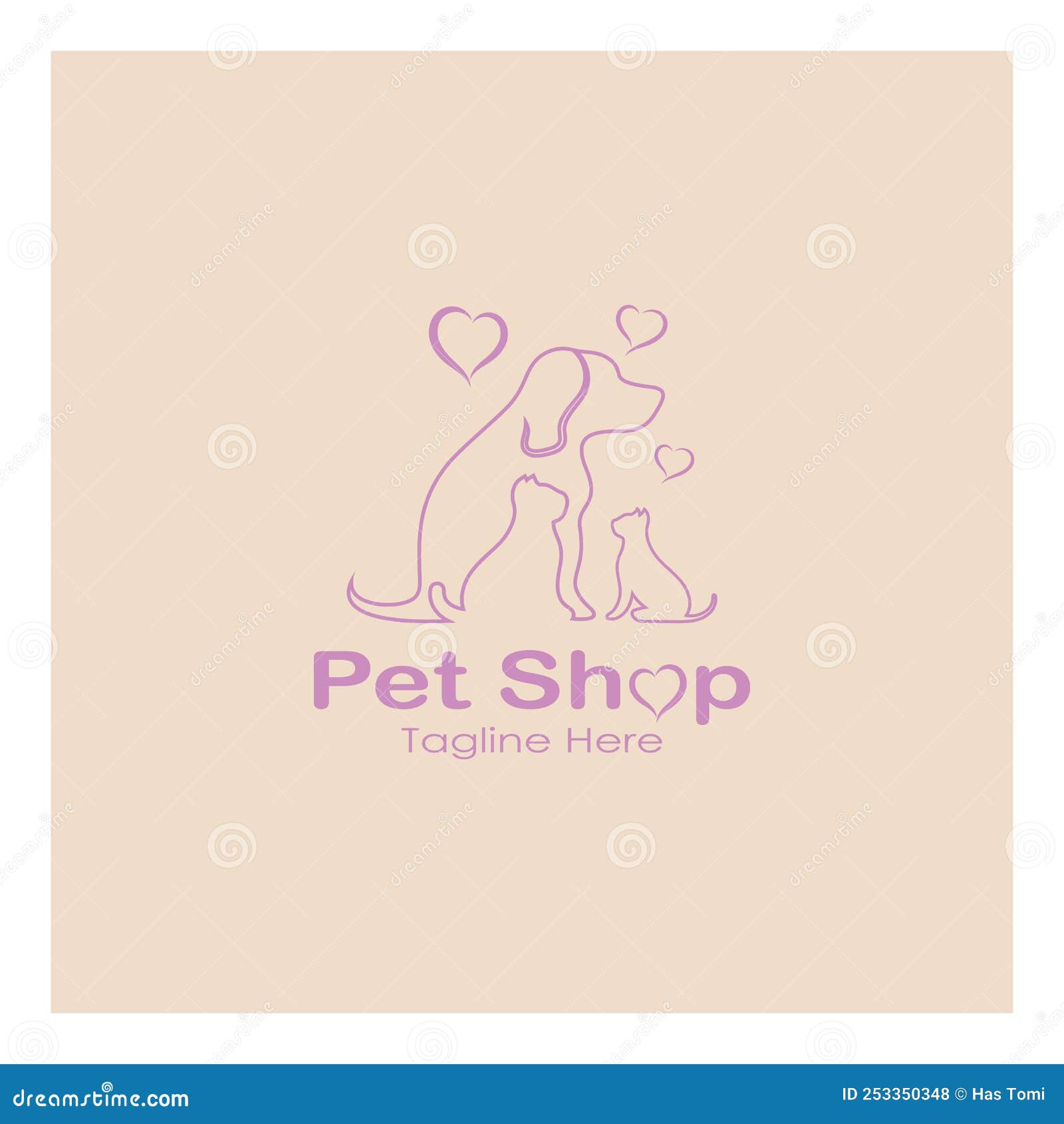 Pet Shop Logo Design Icon Illustration Template Vector with Modern ...